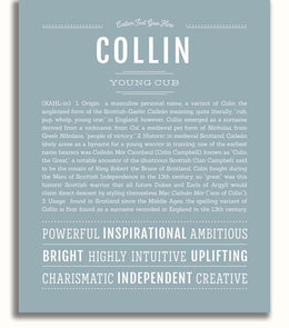 Collin Personalized Name Meaning Art Prints – Name Stories