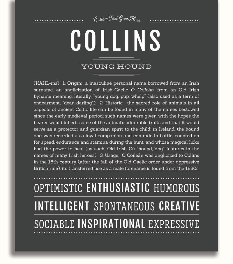 Collins Personalized Name Meaning Art Prints – Name Stories