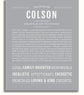 Colson Personalized Name Meaning Art Prints – Name Stories