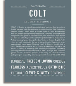 Colt Personalized Name Meaning Art Prints – Name Stories