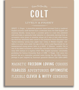 Colt Personalized Name Meaning Art Prints – Name Stories