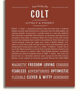 Colt Personalized Name Meaning Art Prints – Name Stories