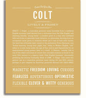 Colt Personalized Name Meaning Art Prints – Name Stories