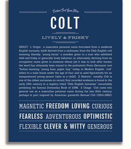 Colt Personalized Name Meaning Art Prints – Name Stories