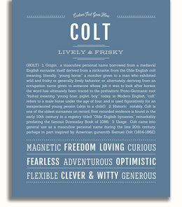 Colt Personalized Name Meaning Art Prints – Name Stories