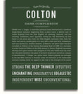 Colton Personalized Name Meaning Art Prints – Name Stories