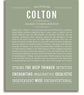 Colton Personalized Name Meaning Art Prints – Name Stories