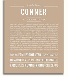 Conner Personalized Name Meaning Art Prints – Name Stories