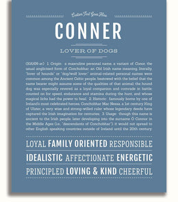 Conner Personalized Name Meaning Art Prints – Name Stories