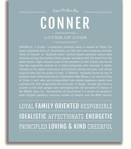 Conner Personalized Name Meaning Art Prints – Name Stories