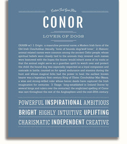 Conor Personalized Name Meaning Art Prints – Name Stories