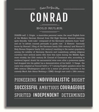 Conrad Personalized Name Meaning Art Prints – Name Stories
