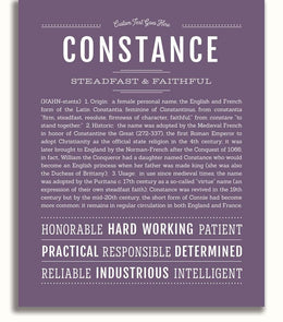 Constance Personalized Name Meaning Art Prints – Name Stories