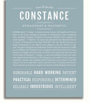 Constance Personalized Name Meaning Art Prints – Name Stories