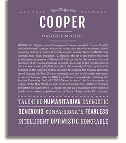 Cooper Personalized Name Meaning Art Prints – Name Stories