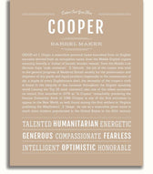 Cooper Personalized Name Meaning Art Prints – Name Stories