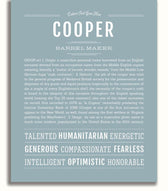 Cooper Personalized Name Meaning Art Prints – Name Stories