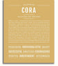 Cora Personalized Name Meaning Art Prints – Name Stories