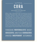 Cora Personalized Name Meaning Art Prints – Name Stories