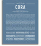 Cora Personalized Name Meaning Art Prints – Name Stories