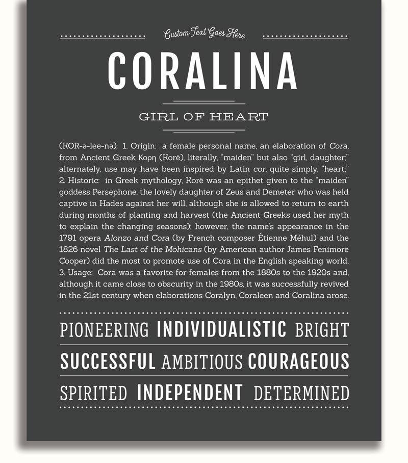 Coralina Personalized Name Meaning Art Prints – Name Stories