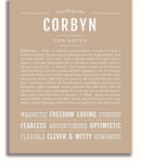 Corbyn | Name Art Print – Name Stories