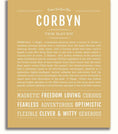 Corbyn Personalized Name Meaning Art Prints – Name Stories