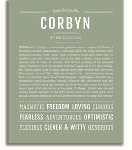Corbyn Personalized Name Meaning Art Prints – Name Stories