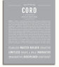 Cord Personalized Name Meaning Art Prints – Name Stories