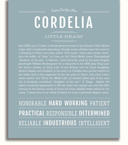 Cordelia Personalized Name Meaning Art Prints – Name Stories