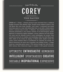 Corey Personalized Name Meaning Art Prints – Name Stories