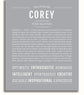 Corey Personalized Name Meaning Art Prints – Name Stories