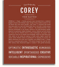 Corey Personalized Name Meaning Art Prints – Name Stories