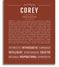 Corey Personalized Name Meaning Art Prints – Name Stories