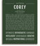 Corey Personalized Name Meaning Art Prints – Name Stories