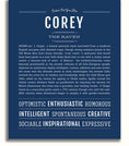 Corey Personalized Name Meaning Art Prints – Name Stories