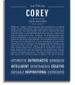Corey Personalized Name Meaning Art Prints – Name Stories
