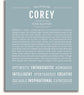 Corey Personalized Name Meaning Art Prints – Name Stories