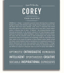 Corey Personalized Name Meaning Art Prints – Name Stories