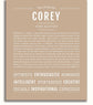 Corey Personalized Name Meaning Art Prints – Name Stories