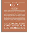 Corey Personalized Name Meaning Art Prints – Name Stories