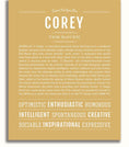 Corey Personalized Name Meaning Art Prints – Name Stories