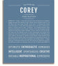 Corey Personalized Name Meaning Art Prints – Name Stories