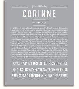 Corinne Personalized Name Meaning Art Prints – Name Stories