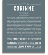 Corinne Personalized Name Meaning Art Prints – Name Stories