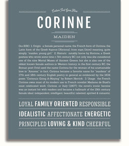 Corinne Personalized Name Meaning Art Prints – Name Stories