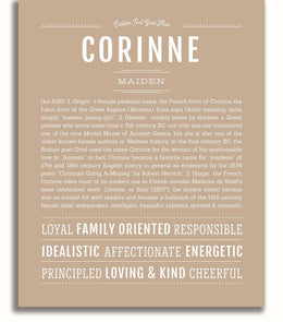 Corinne Personalized Name Meaning Art Prints – Name Stories