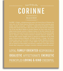 Corinne Personalized Name Meaning Art Prints – Name Stories