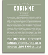 Corinne Personalized Name Meaning Art Prints – Name Stories