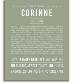 Corinne Personalized Name Meaning Art Prints – Name Stories